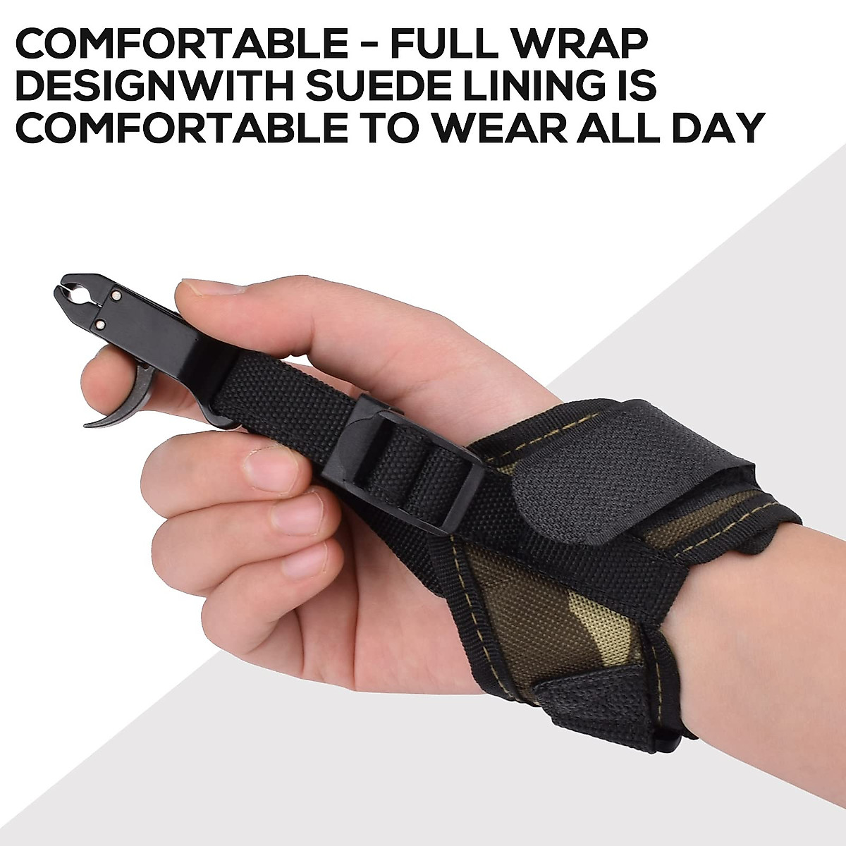 Archery Release Aids Compound Bow Trigger Caliper Shooting Adjustable Camo Wrist Strap Right Left Handed