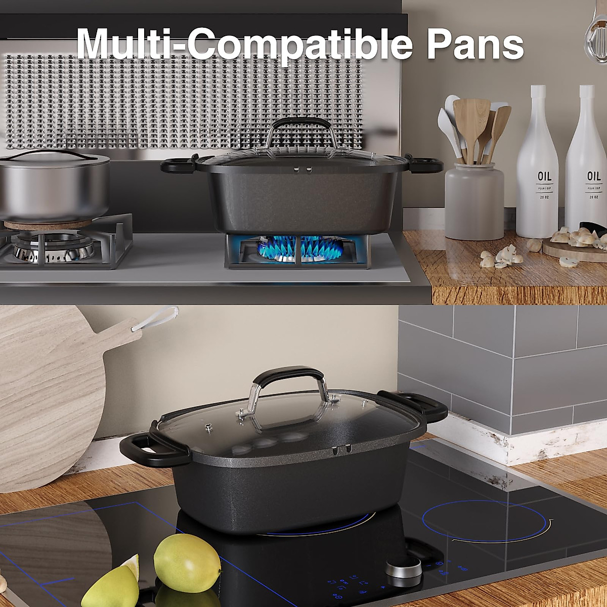 Anfilank 10-in-1 Programmable Slow Cooker with Timer, 6.8 Quart Crock Pot, Presets to Sous Vide, Bake, Sauté, Cook Rice& More, Nonstick Dishwasher-Safe Pot, Adjustable Temp&Time, Stainless Steel