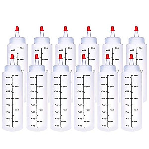 12 Pack 8 oz Plastic Squeeze Bottles,Polyethylene Durable Plastic,Clear Bottles,Red Cap,for Ketchup,Condiments,BBQ Sauce,Dressing,Barbecue,Grilling,Crafts,Syrup and More