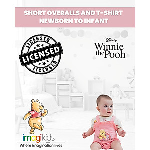 Disney Piglet Winnie the Pooh Newborn Baby Girls French Terry Short Overalls and T-Shirt Pink/White 0-3 Months