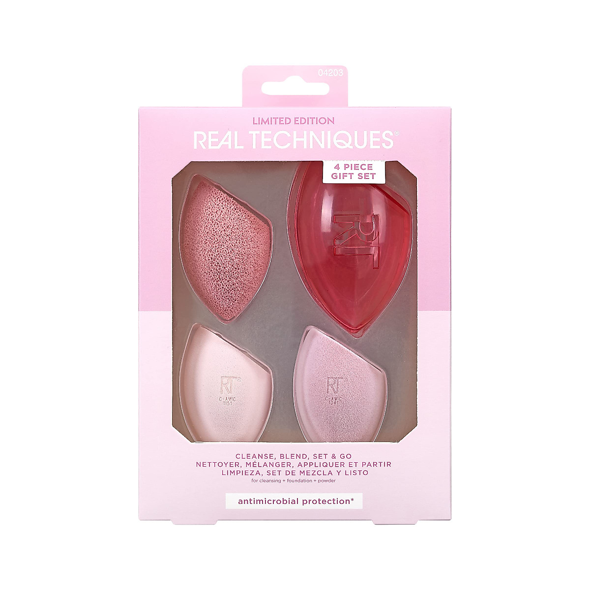 Real Techniques Limited Edition Cleanse, Blend, Set and Go Makeup Sponge Set, 4 Piece Christmas Gift Set, Perfect For Wife, Spouse, Girlfriend, Significant Other, and Daughter