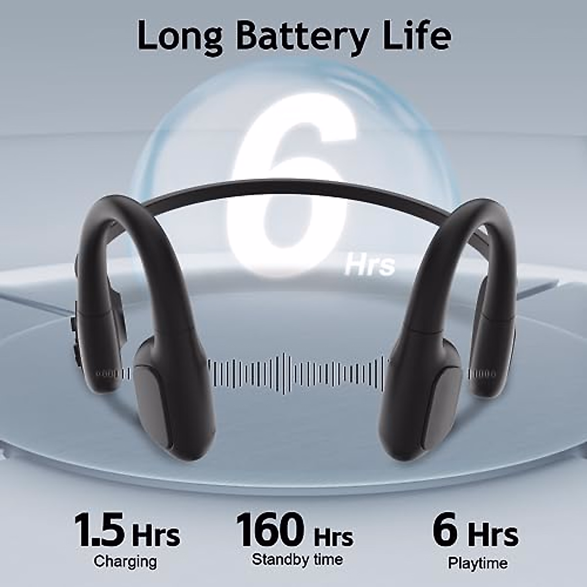 LOBKIN Bone Conduction Headphones Bluetooth 5.3 - Wireless Open Ear Headphones Built-in Mic & 32GB Memory MP3 Player, IP68 Waterproof Ultralight Sport Headphones for Swimming Running