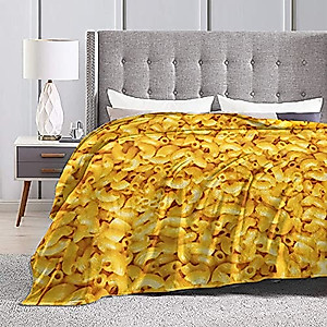 Macaroni and Cheese Couch Blanket,Fleece Throw Blanket Super Soft Warm Therma Plush Bed Couch Living Room