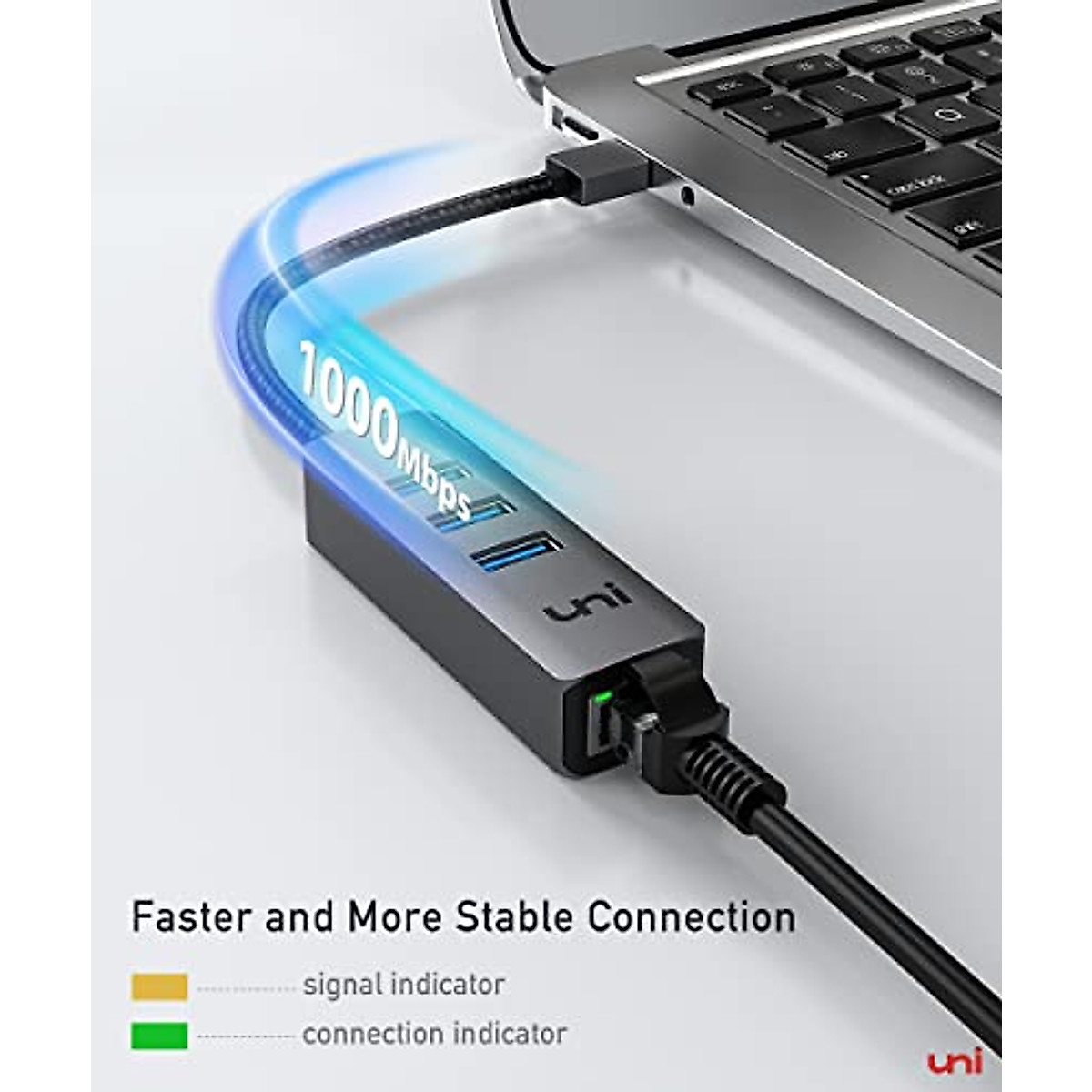 USB-A to Gigabit Ethernet Adapter with 3 USB 3.0 Hub