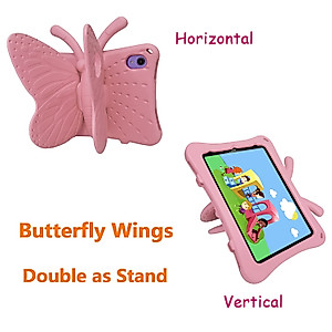 Tading Case for iPad Mini 7 A17 Pro Mini 6 8.3 Inch iPad Mini Case for Kids, Cute Butterfly Shockproof EVA Foam Stand Cover for iPad Mini (6th 7th Generation) 8.3" Tablet for Girls - Pink