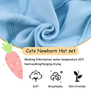 JANGANNSA Newborn Baby Hospital Hat Infant Set Head Cap Lovely Ears Belt Beanie 0-6Months (Blue+Gray+White,0-6Months)