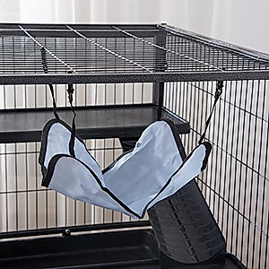 PawHut Small Animal Cage with Hammock, 3 Tiers Ferret Cage with Storage Shelf, Chinchilla Cage Sugar Glider Cage, Strong Metal Wire, Removable Tray