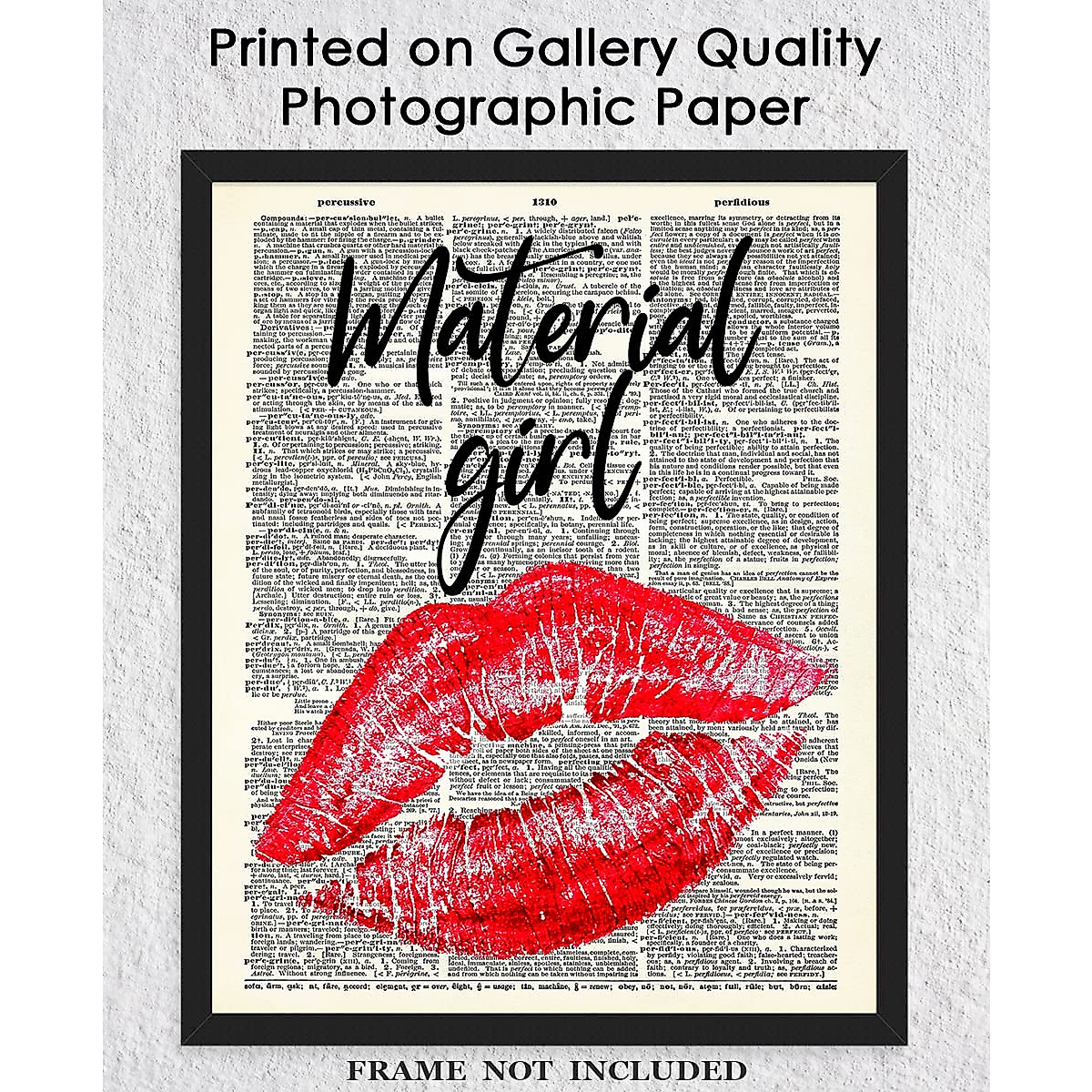 Positive Affirmations Wall Decor for Kids: "Material Girl" Madonna Dictionary Wall Art Print 8x10 Inspirational, Motivational Poster & Motivational Wall Art Office Decor for Men & Women