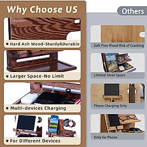 Funistree Gifts for Men Dad Fathers Day from Daughter Son, Ash Wood Phone Docking Station, Anniversary Birthday Gifts for Him Husband Boyfriend from Wife, Nightstand Organizer Graduation Gifts Ideas