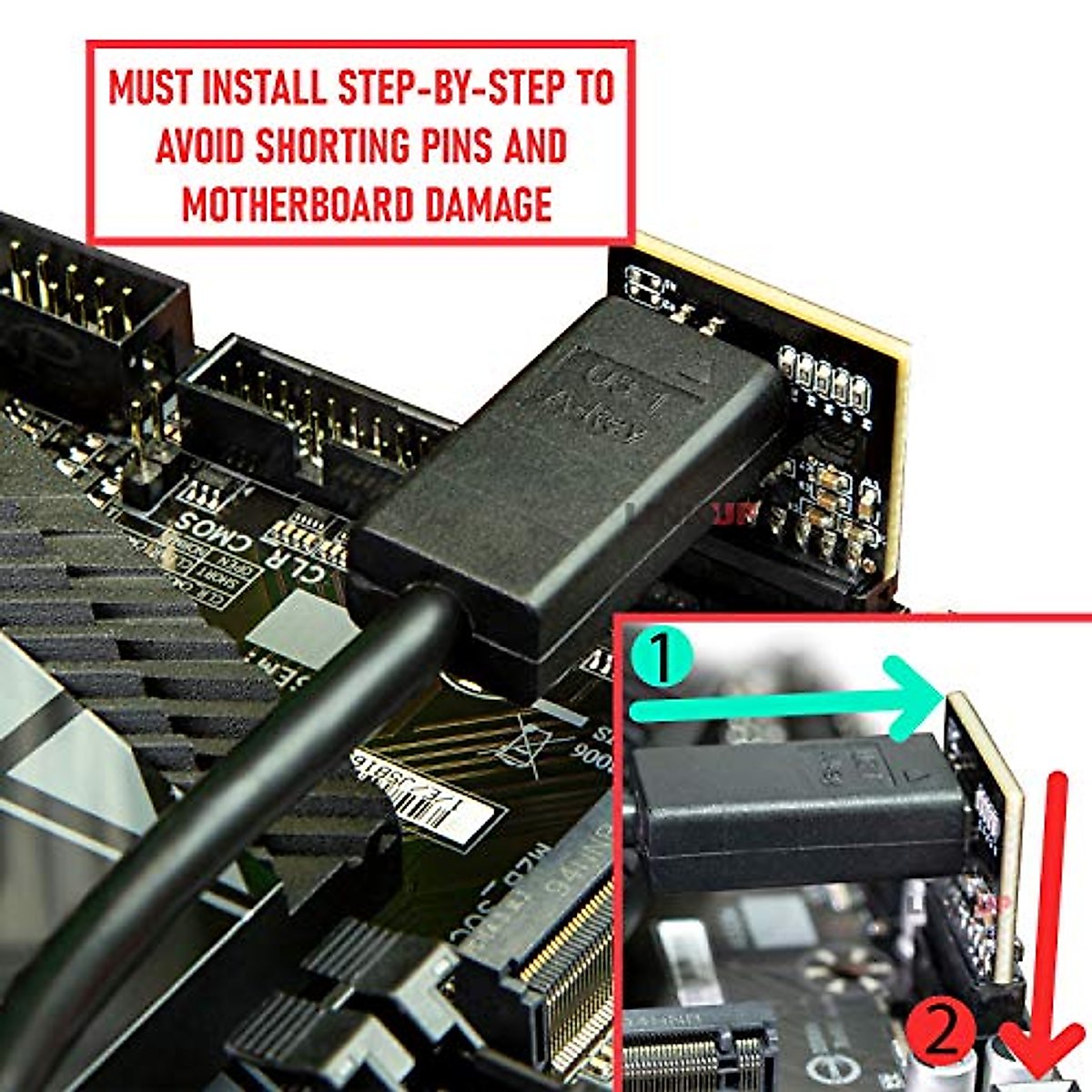 LINKUP - [Active Chip] USB 3.0 (3.2 Gen 1) Internal IDC 20 Pin Motherboard Header to A-Key (Type-E) 20 Pin Female Converter for Type C Panel Mount Adapter