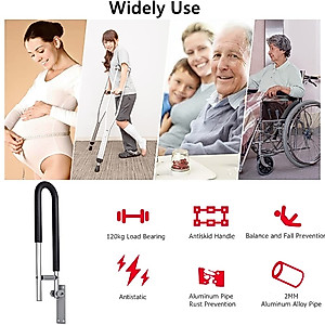 Tuntrol 23.6 inch Foldable Handrail Grab Bars, Wall Mounted Toilet Safety Support for Handicap Elderly Seniors Disabled, Shower Bathroom Accessories…