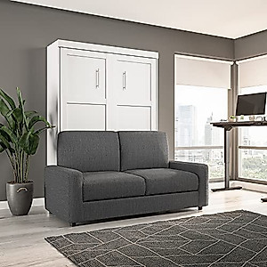 Bestar Pur Murphy Sofa, Space-Saving Wall Bed for Multipurpose Guest Room, Full, White