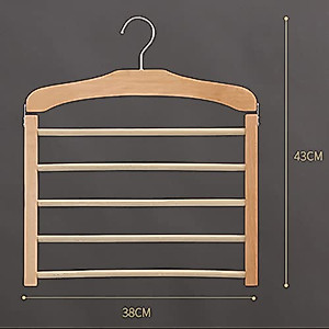 Multiple Pants Rack Hanger Trouser Hanger Movable Clip for Suit Scarf Towel Shawl Clothes Hanger for Home Wardrobe Closet Thickened Durable Wooden Windproof Rack