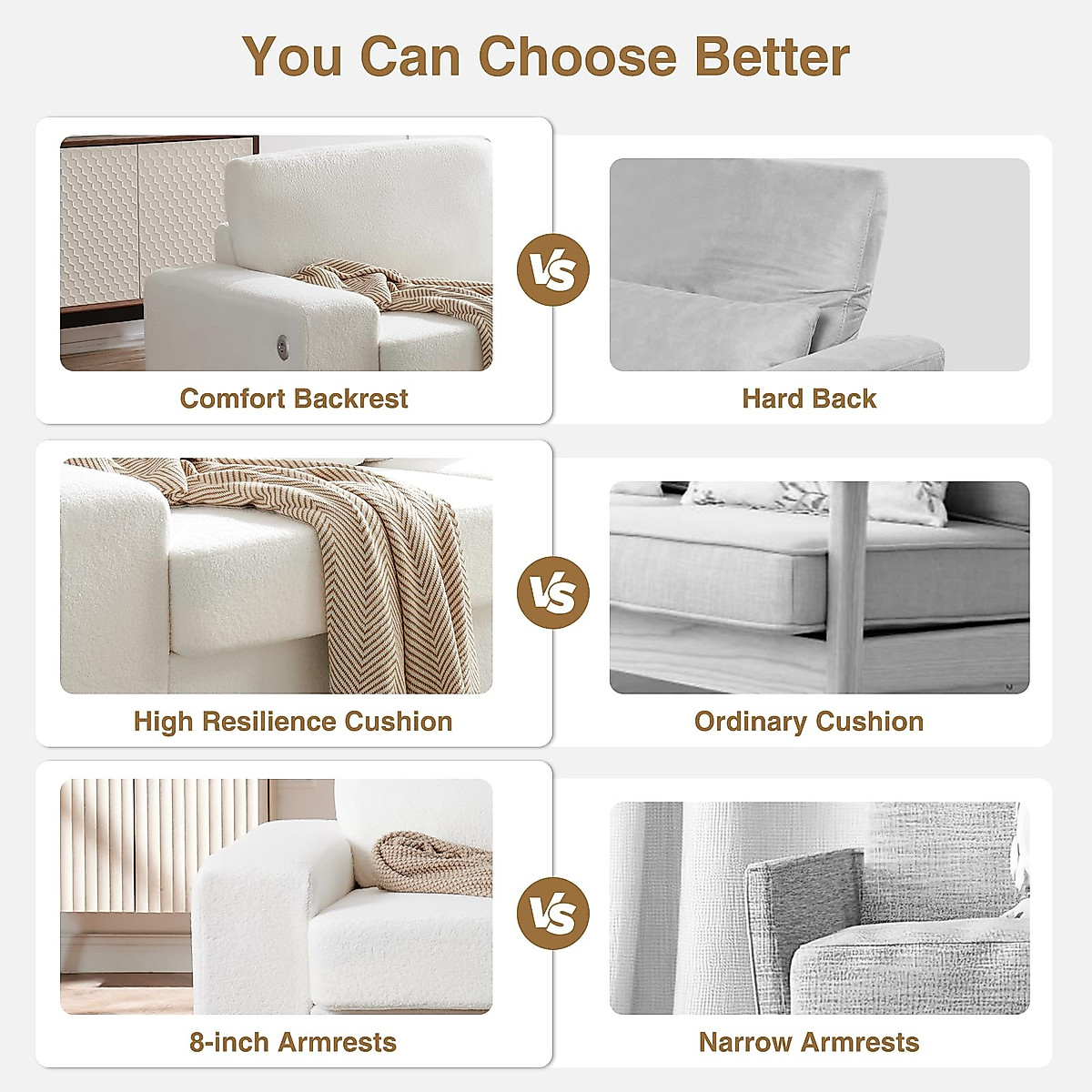 FiveWillowise Comfy Couch, 79-inch Love Seat Couches, Cream Couch, Deep Seat Sofa with Charging Ports and Solid Wood Legs, Cloud Couch Sofa, Small Couches for Living Room Apartment Office, White