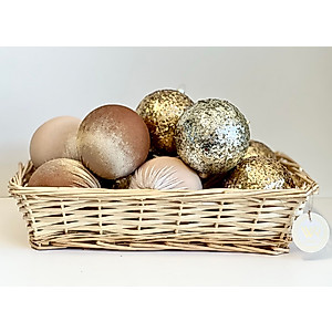 Gold Christmas Handmade Velvet Ornaments, Bulk Christmas Balls, Christmas Tree Bulbs, Glitter Christmas Decorations, Christmas Gift Idea, Set of 12