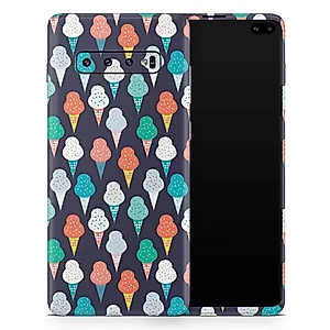 DesignSkinz The All Over Teal and Green Ice Cream Cones Protective Vinyl Decal Wrap Skin Cover Compatible with The Samsung Galaxy S20 (Screen Trim & Back Glass Skin)