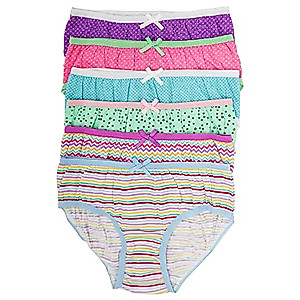 MISS POPULAR Girls 6-Pack Soft Cotton Underwear Tagless Basic Panty Briefs| Sizes 2T - 14/16 (7/8, Combo D)