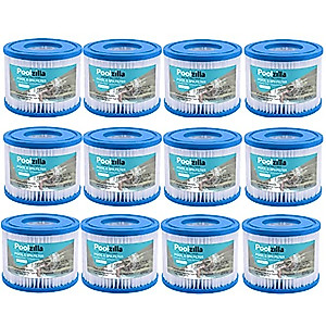 Poolzilla 12-Pack Spa Filter Cartridge Replacement for Bestway Type VI, 29001E, Coleman SaluSpa 90352E, 58323E, 58323, 58324,SUNSET FILTERS VI, Volca Spares Size VI, Lay-Z Spa | Premium Spa Filtration