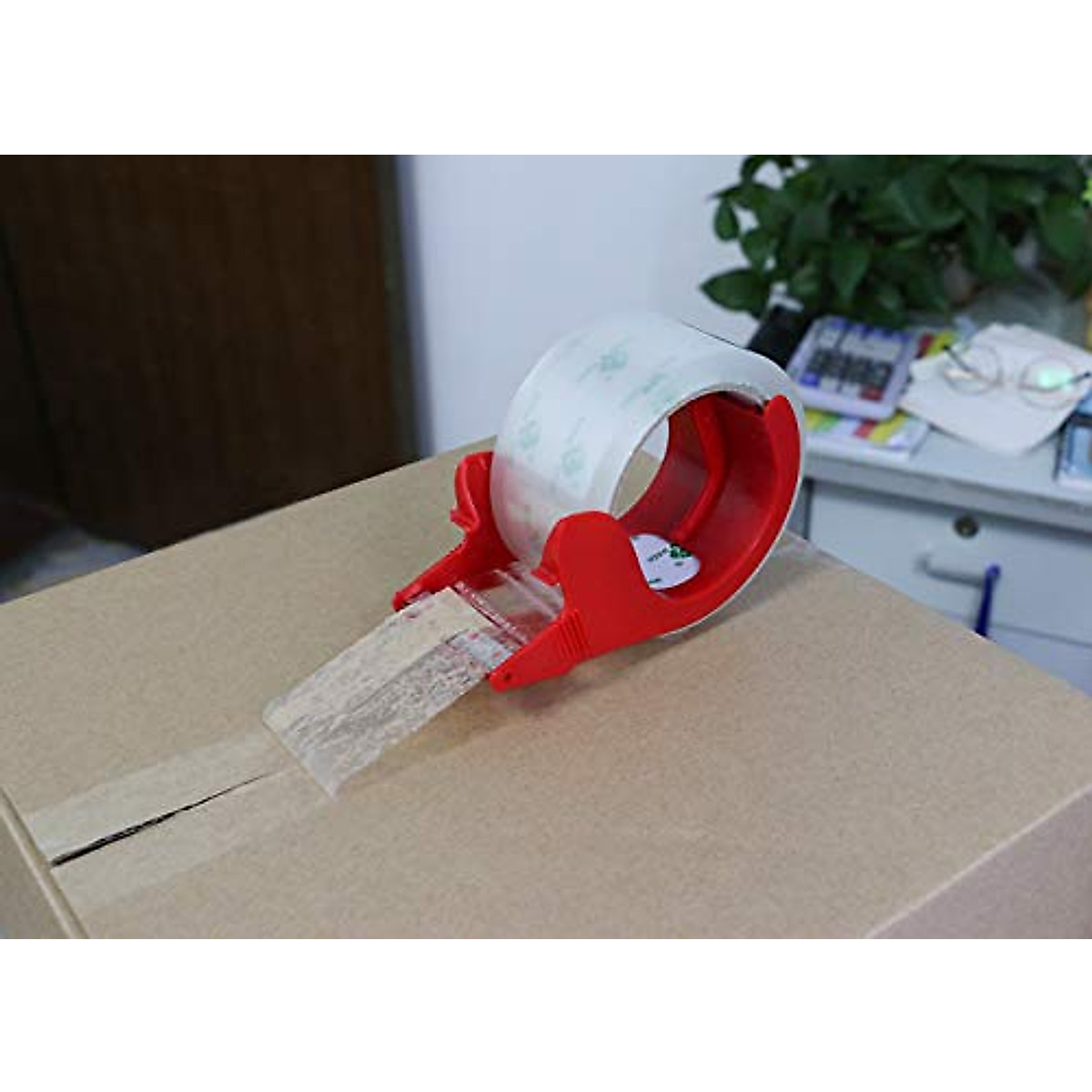 BOMEI PACK No Noise Quiet Clear Packing Tape, Heavy Duty Packaging Tape, Refill Rolls for Sealing Packing and Shipping, 2.4Mil 1.88Inch 55Yards 6rolls, with Free Dispenser