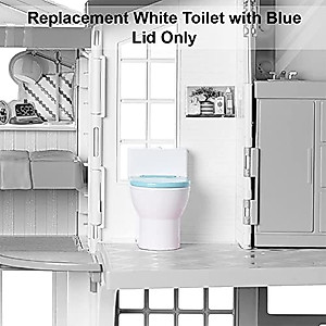 Replacement Parts for Barbie Malibu House Playset - FXG57 ~ Replacement White Toilet with Blue Lid