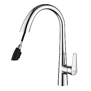 Fulgutonit Kitchen Faucet with Hidden Pull Down Sprayer, Modern High Arc Single Hole Pull Out Kitchen Sink Faucets for Bar Laundry RV Utility Sink, Chrome