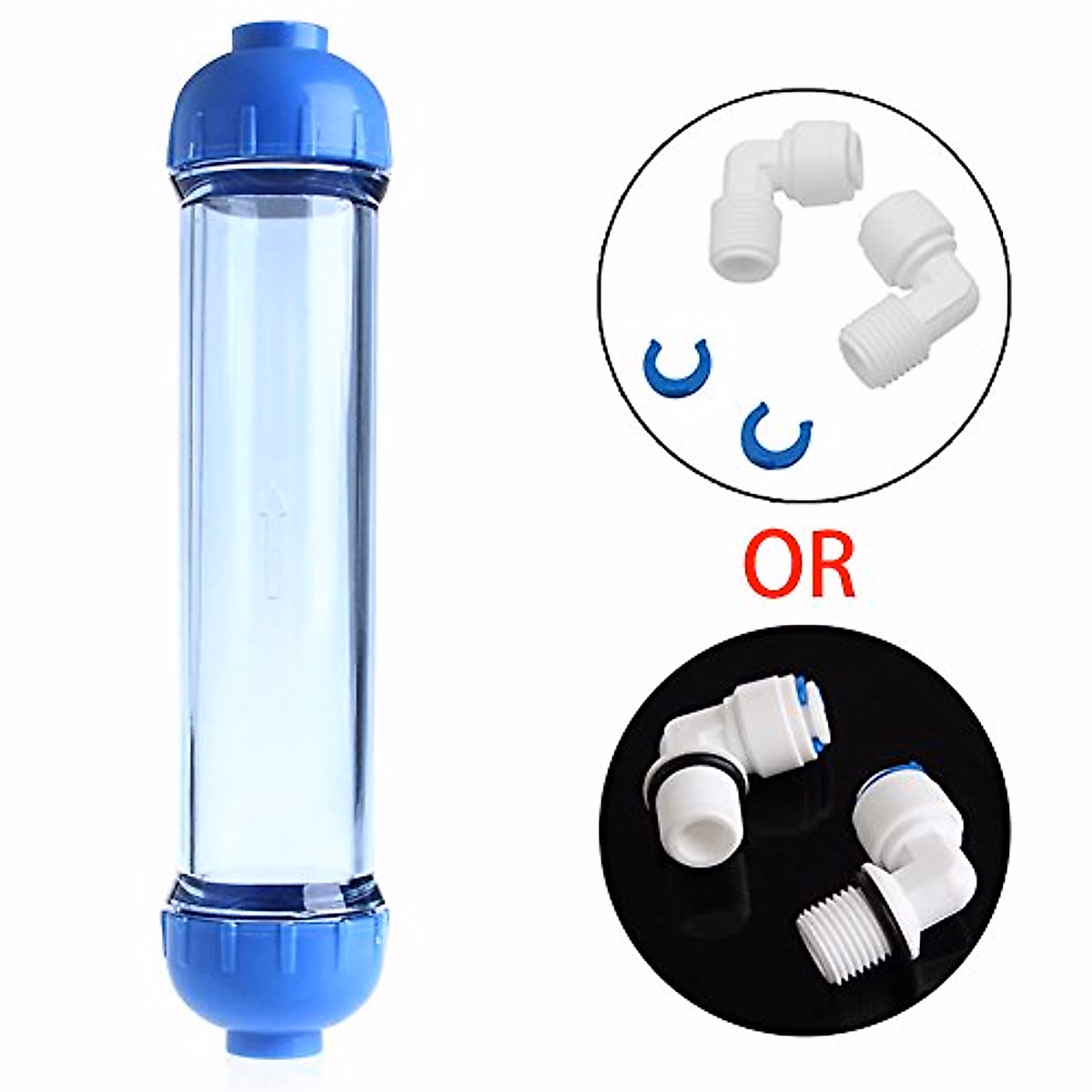 DYEY Replacement Water Filter Housing Fill Shell Filter Tube Transparent Reverse Osmosis,Two Open Ends, Refillable Inline Filter Reverse Osmosis(1 Pack)