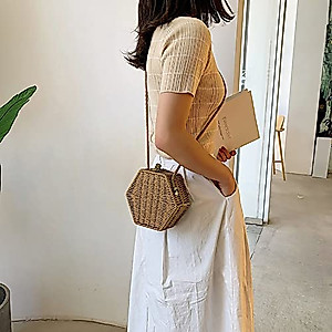 NIBD Handwoven Square Straw Rattan Bag Retro Straw Portable Small Box Woven Womens Cross Body Bag Shoulder Messenger Satchel