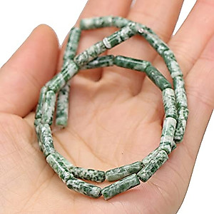 4x13mm Natural Green Point Jade Stone Tube Shaped Gemstone Manual Cylindrical Loose Beads for DIY Bracelets Earring Jewelry Making