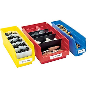 Akro-Mils 30128 Plastic Nesting Shelf Bin Box, (18-Inch x 4-Inch x 4-Inch), Blue, (12-Pack) & 40120 Crosswise Width Plastic Divider for 30120, 30128, 30124 Shelf Bin Storage Bins, Black, (24-Pack)