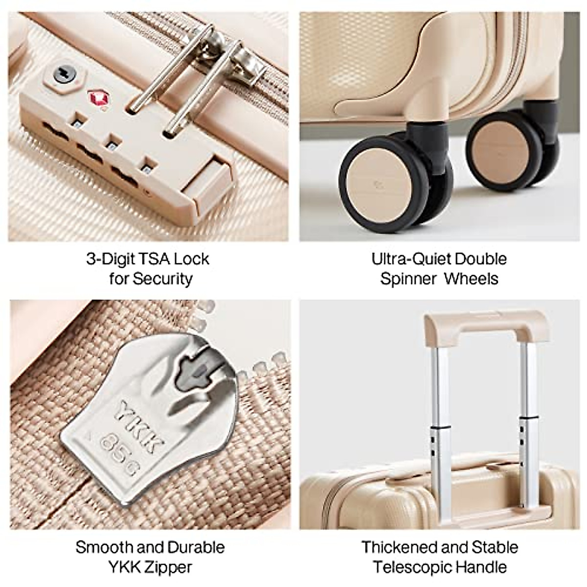 Hanke 20/29 Inch 2 Piece Luggage Sets PC Lightweight Hardshell Suitcases with Spinner Wheels & TSA Lock, Extra Large Rolling Travel Luggage, Nestable Storage 2 Piece Set 20/29（Cuba Sand）