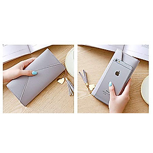 Womens Wallet Ultra Slim Pu Leather Credit Card Holder Clutch Hand holding trendy Wallets for Women(purple)