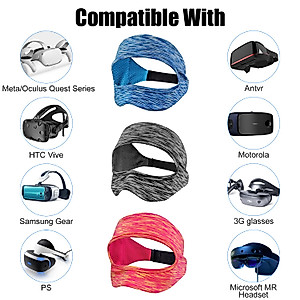 SAYAFAN VR Eye Mask, Adjustable Breathable VR Sweat Band for Meta/Oculus Quest 2/3/3S/Pro, HTC Vive, PS, Gear, VR Workouts (3PCS)