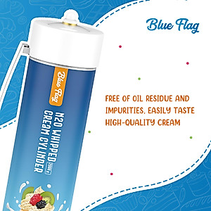 Blue Flag 2000G N2O Whipped Cream Cylinder Charger High Capacity Pure N2O Nitrous Tank Compatible with Cream Whippers