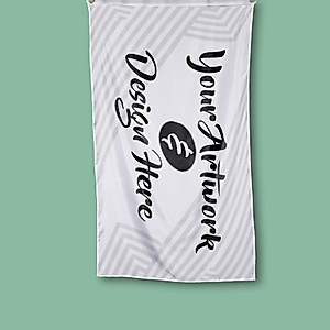 BannerBuzz Custom Rectangle Flag, Polyester Fabric, Multi purpose Outdoor Indoor use, Pole Pocket or Metal Grommets Option - Flag Only (Size:- 8' W X 5' H, Double Side Printing)