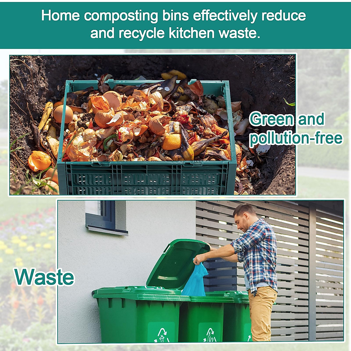 Tioncy In Ground Worm Composter 9 Gallon Outdoor Farm Foldable Compost Bin with Lid for Raised Garden Beds Home Composting System