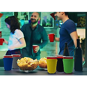 Blank Neoprene Party Cup Coolie (6 Pack, Navy Blue)