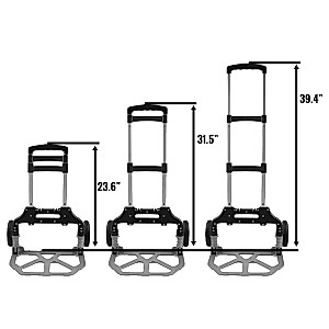 Folding Hand Truck Dolly 2-Pack | 165 LB Capacity | Aluminum Heavy Duty Foldable Hand Cart with Telescoping Handle | No Assembly Required Collapsable Dolly | Ideal for Warehouses, Luggage
