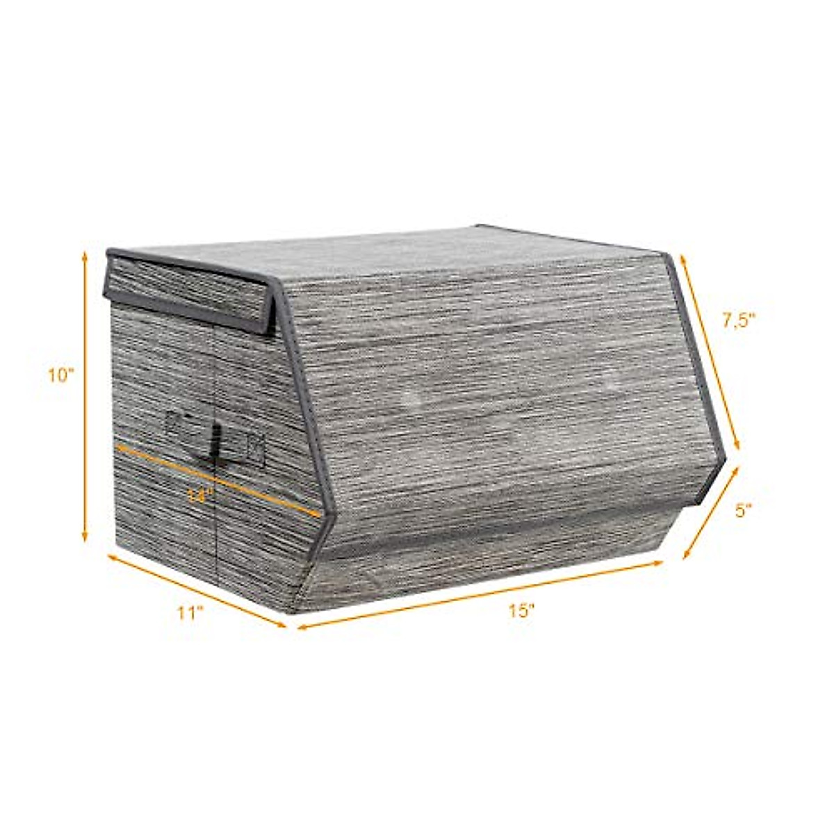 Giantex Storage Bins Set of 4 Stackable Cubes Fabric Baskets w/Lid, Side Handles, Magnetic Linen Container Boxes for Toys, Clothes, Files Foldable Closet Organize Bags 15”x14”x10” (Gray)