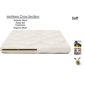 The Futon Shop Royal Luxury Mattress Topper King with Horse Hair, Cashmere and Wool - Soft Mattress Topper for Back Pain - Plush Mattress Toppers with Organic Cotton Case - The Best Mattress Toppers
