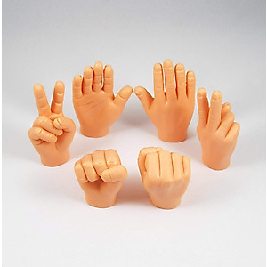 Daily Portable Tiny Finger Hands- Rock Paper Scissors 6 Pack - Little Finger Puppets, Mini Rubber Rock, Paper Scissors, Miniature Small Hand Puppet Prank from Tiktok - 2 of Each Finger Hands