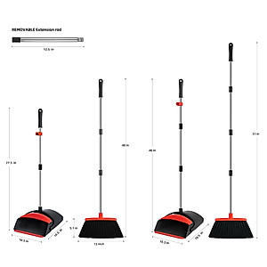 BSKLIN Broom and Dustpan Set House Brooms for Sweeping Indoor Collapsible Broom and Dust Pan Combo for Home Office Kitchen Lobby Floor Pet Hair Indoor&Outdoor Cleaning