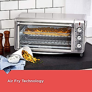 Black+Decker TO3265XSSD Extra Wide Crisp ‘N Bake Air Fry Toaster Oven, Silver, Fits 9" x 13" Pan