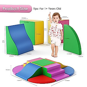 YMYMGGI Foam Climbing Blocks for Toddlers, 9 Pieces Soft Climbing Toys, Crawl and Climb Foam Playset with Stair and Slide, Indoor Climber Activity Playground for Kids(Colorful)