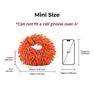 JW PEI Women's Abacus Top Handle Bag - Faux Fur Orange - Mini