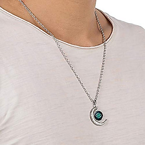 HUASAI Pisces Necklace 12 Twelve Constellations Hand Woven Leather Bracelet and Moon Pendant Necklace Zodiac Sign Jewelry Set (Pisces(2.20-3.20))