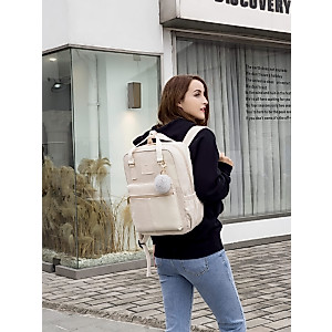 Makukke Laptop Backpack for Women - Corduroy Water Resistant School Bookbag with 15-Inch Laptop Sleeve Daypack for Travel School Work