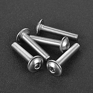 M6-1.0 x 25 mm Flanged Button Head Socket Cap Screw Bolts, 18-8 Stainless Steel(304) Allen Socket Drive, Full Thread, 50PCS