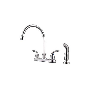 Pfister G136-500S Series 2-Handle Kitchen Faucet with Side Spray, Stainless Steel