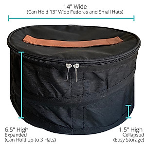 Small Hat Storage Box | Travel Hat Bag | Round Pop-up Storage Container for Fedoras and Small Hats | 13.5 Inch Wide | Collapsible Stackable | Hat Organizer | Closet Organization Bin (Black)