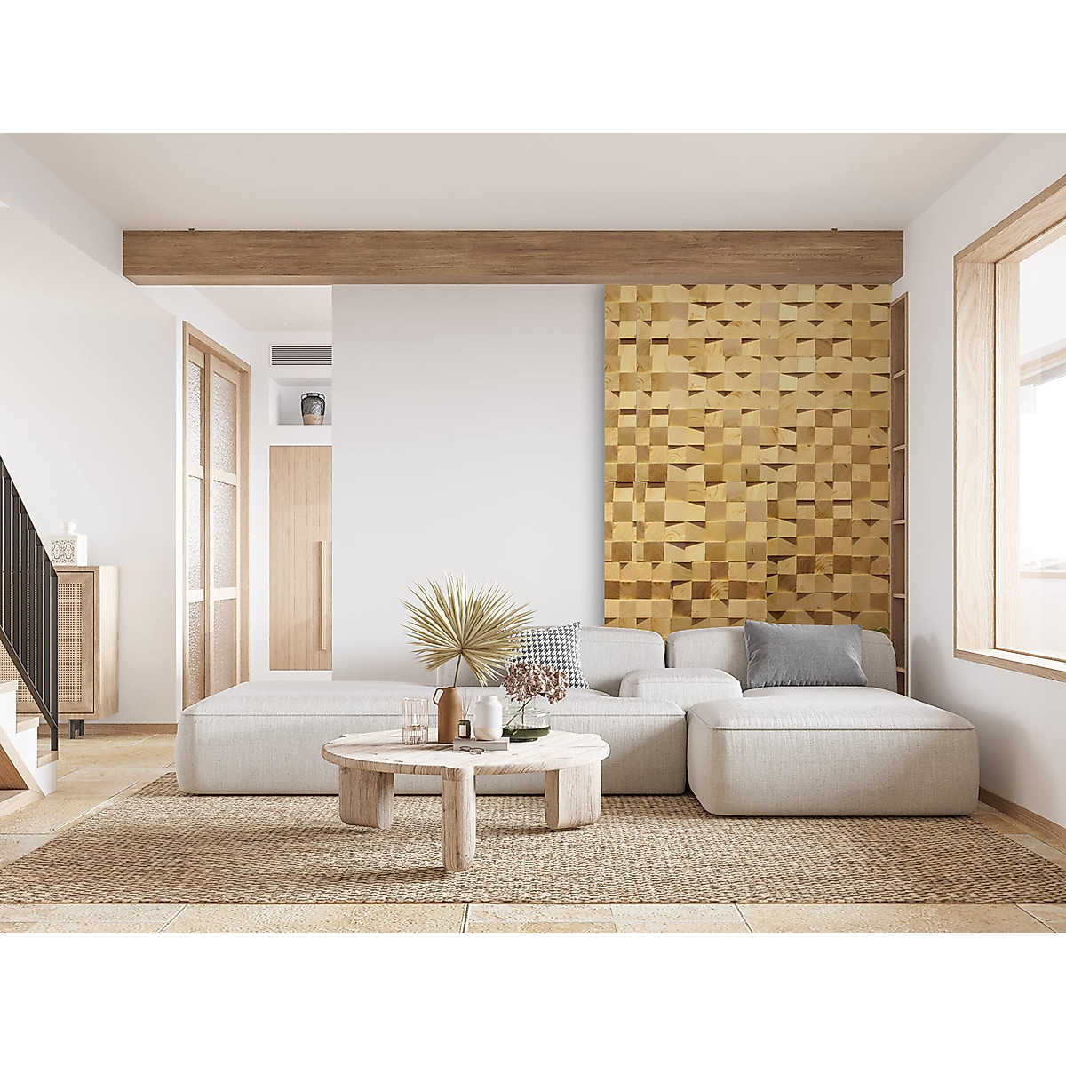 Acepunch 6 Finland Wooden 3D Wall Art Panel Home Decorative Sound Absorbing Dampening Tile Soundproofing Acoustic Music Insulator Noise reduction Home Office Studio Room Finnish Style 12x12in AP1234